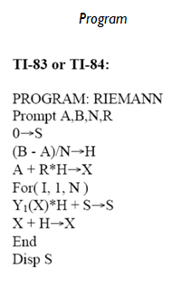 Disp “Riemann Sums” — Programming the TI-83/84 | Continuous Everywhere ...